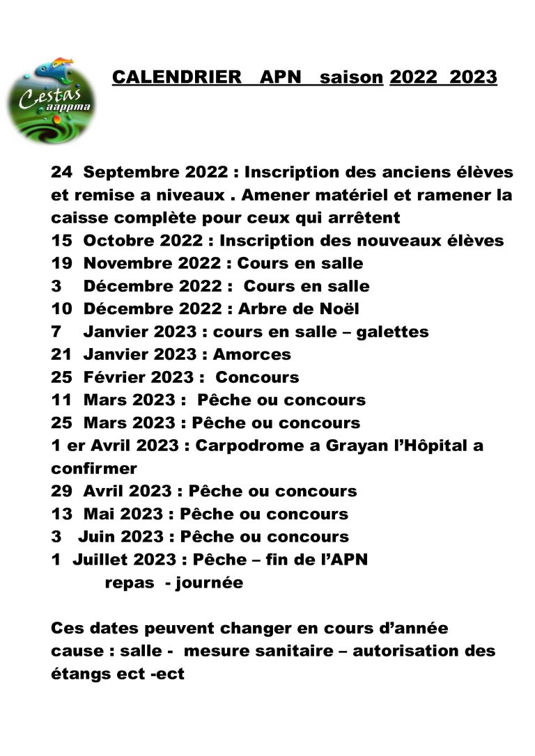 Dates APN 2022 2023 – Cestas